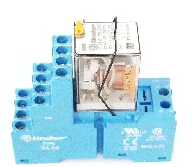 FINDER 94.04 RELAY SOCKET W/ 55.34.8.120.0040 RELAY — PremiumPLC