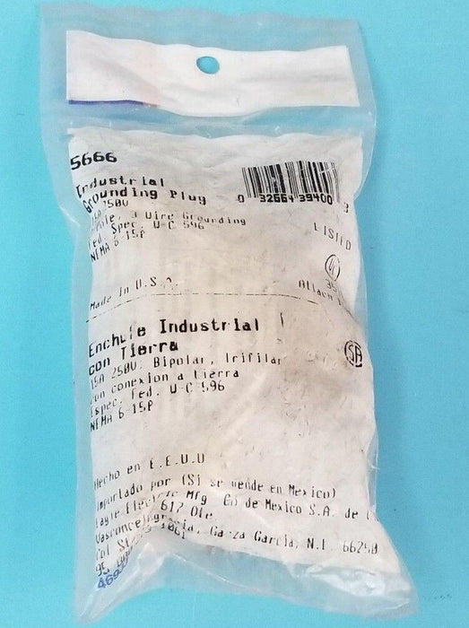 NEW EAGLE ELECTRIC 5666 INDUSTRIAL GROUNDING PLUG 15A, 250V, 2P ...