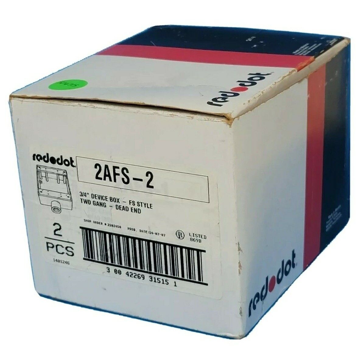 NIB ABB RED DOT 2AFS-2 DEVICE BOX 3/4'' FS STYLE TWO GANG DEAD END ...