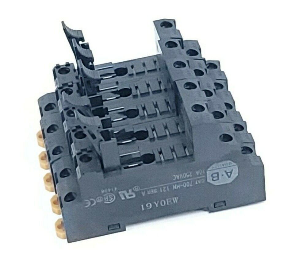 LOT OF 5 ALLEN BRADLEY 700-HN121 SER. A RELAY SOCKET BASES 10A 250VAC ...