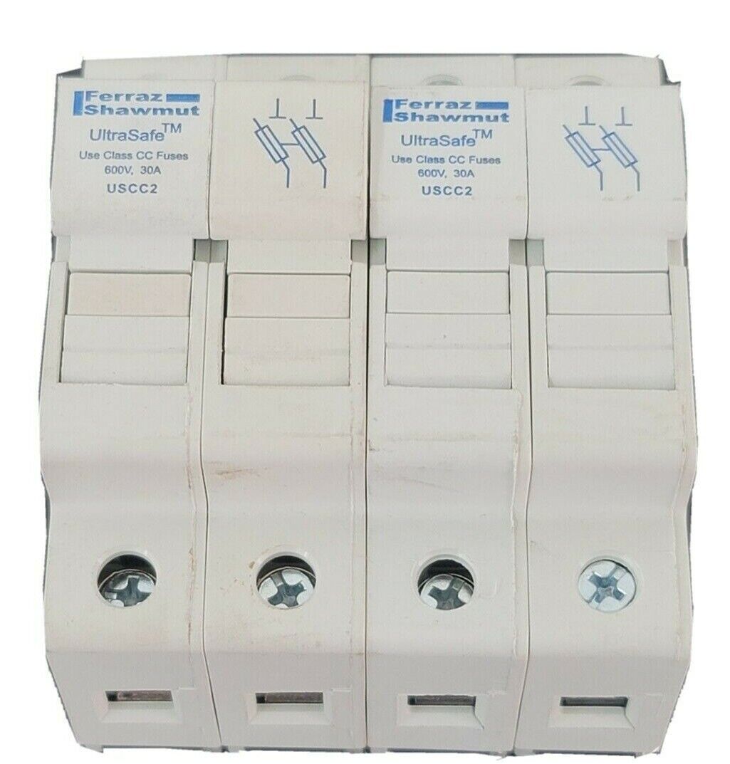 LOT OF 2 FERRAZ SHAWMUT USCC2 ULTRASAFE FUSE HOLDERS 600V, 30A — PremiumPLC