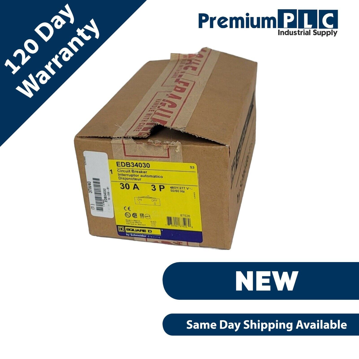 NEW SQUARE D EDB34030 EDB SERIES CIRCUIT BREAKER 30A 3P 50/60Hz ...