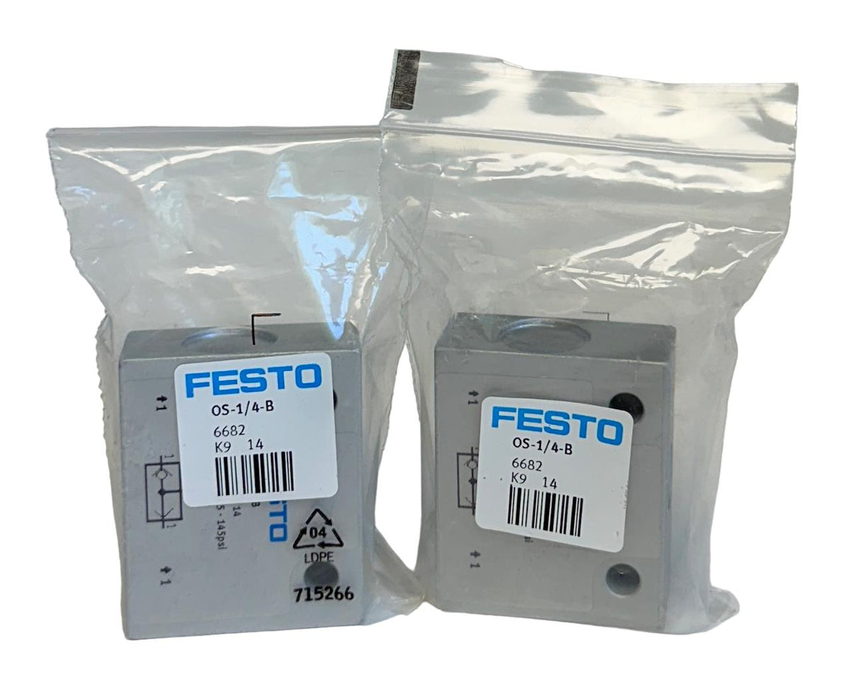 2 NEW FESTO OS-1/4-B / 6682 OS SERIES OR PNEUMATIC GATE VALVES 1-10BAR ...