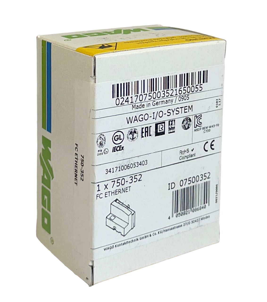 WAGO 750-352 / 07500352 FC EtherNet FIELDBUS COUPLER 2-PORT I/O SYSTEM ...