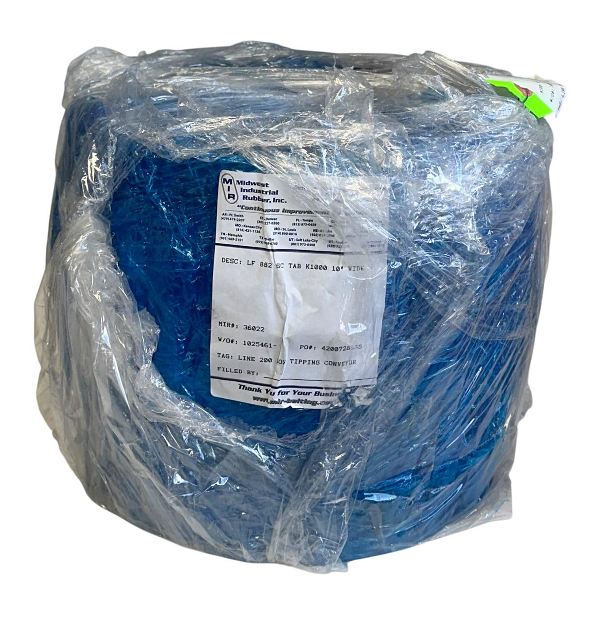 MIDWEST INDUSTRIAL RUBBER LF882SCTAB-K1000 TableTop CHAIN 10'' WIDE 10 ...