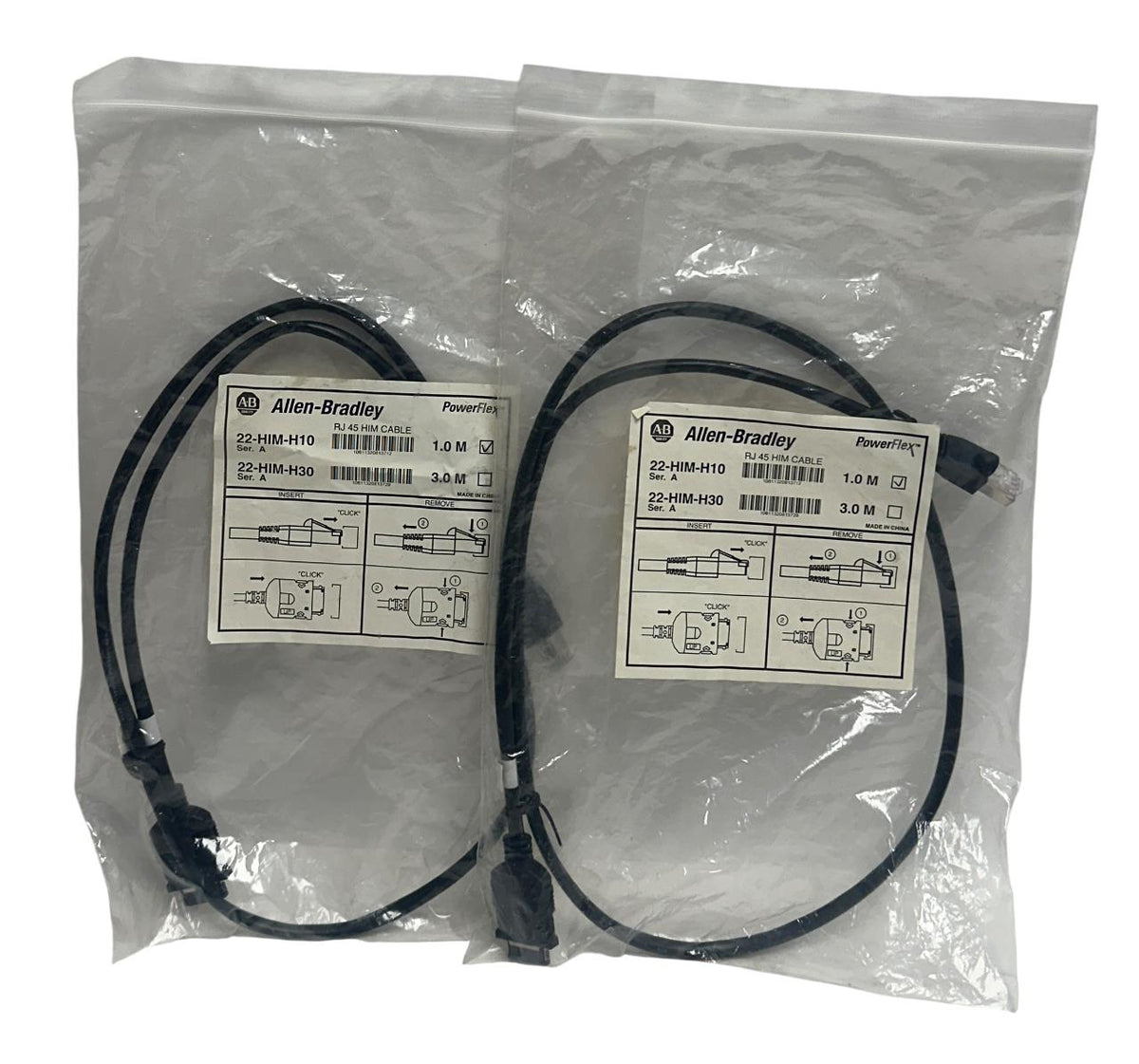 2 ALLEN BRADLEY 22-HIM-H10 /A PowerFlex RJ45 HIM CABLES DSI 1M OEM NSM ...