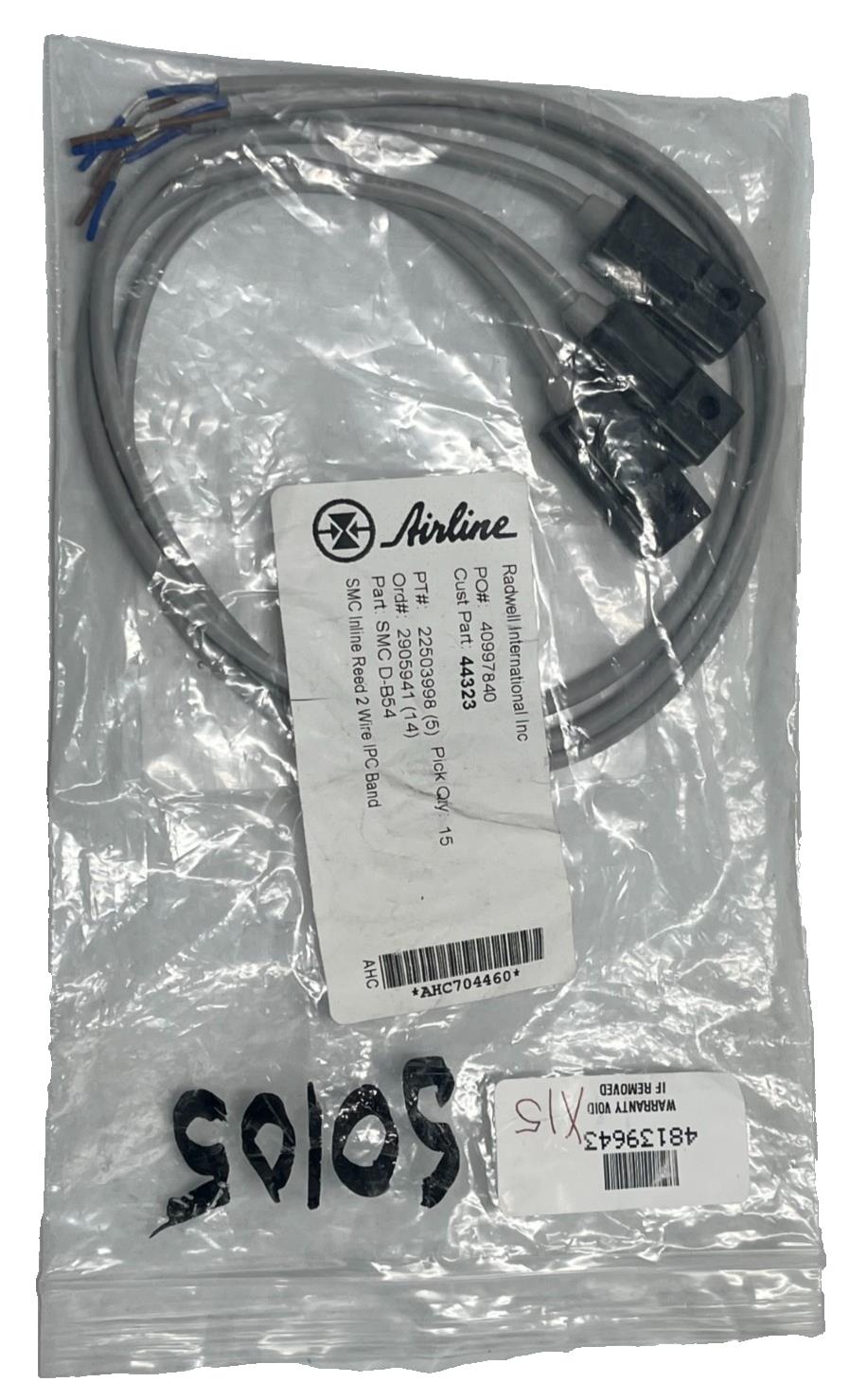 (3) SMC D-B54 Inline Reed Auto Switch Sensor 2-Wire 24VDC 200VAC Band ...