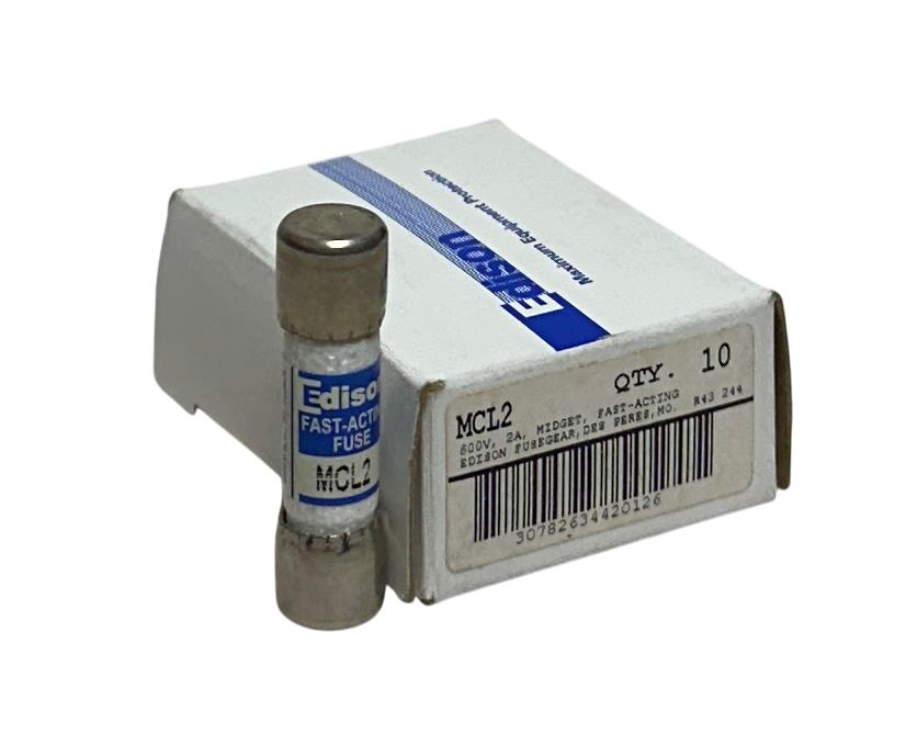 7 EATON EDISON FUSEGEAR MCL2 MIDGET FAST-ACTING FUSES 600V / 2A OEM NS ...