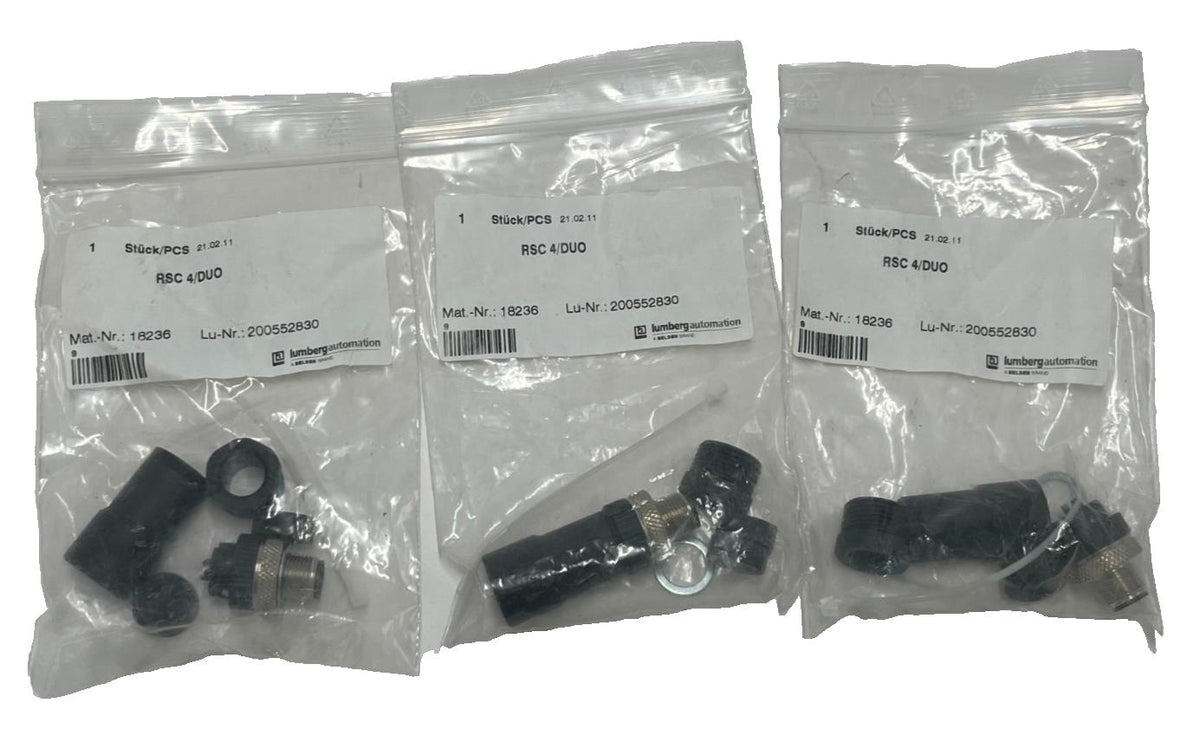 (3) Lumberg RSC 4/DUO M12 4-Pin Male Duo Connector Field Wireable IP67 ...