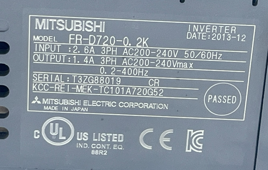 Mitsubishi FR-D720-0.2K Freqrol D700 Inverter 0.2kW 3-Phase 200V VFD ...