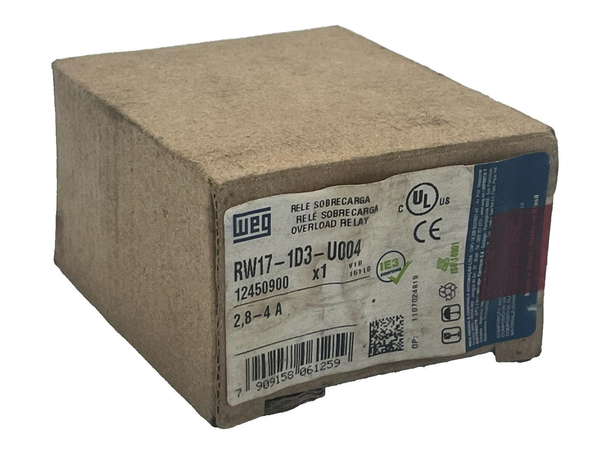 WEG RW17-1D3-U004 Thermal Overload Relay 2.8-4A Class 10 3-Pole ...