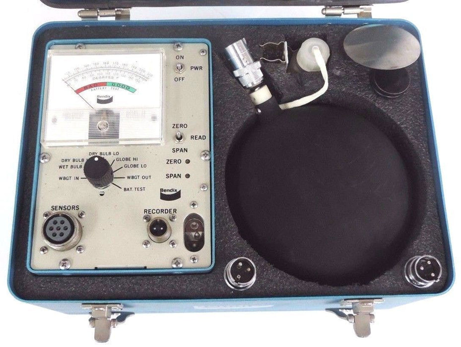 BENDIX WBGT HEAT STRESS MONITOR PART NO 2417352-0004 W/ WET BULB GLOBE ...