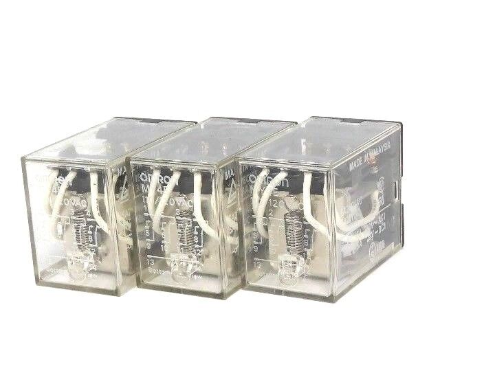 LOT OF 3 OMRON MY4E-AC110/120 RELAYS 3A, 150VAC — PremiumPLC