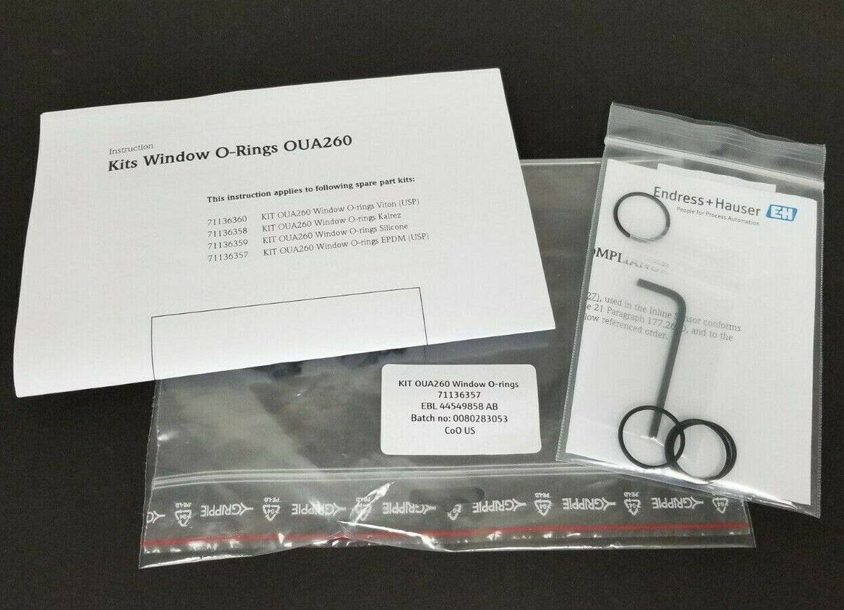 NEW ENDRESS + HAUSER KIT OUA260 WINDOW O-RINGS EPDM (USP) 71136357 ...