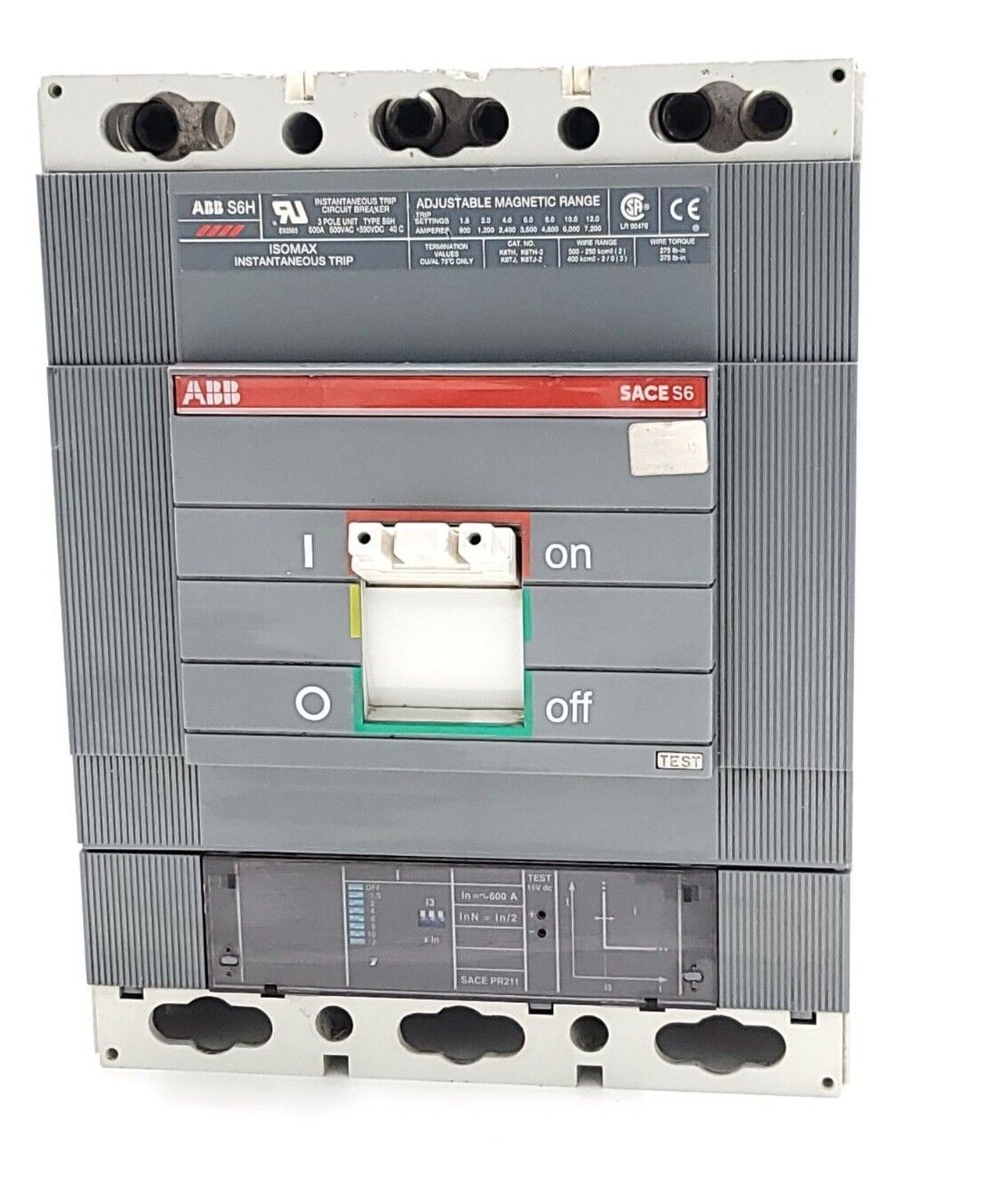 ABB S6H SACE S6 ISOMAX INSTANTANEOUS CIRCUIT BREAKER W/ SACE PR211 TRI ...