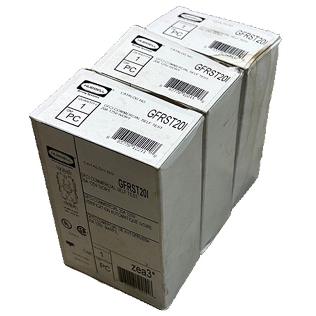 3 NEW HUBBELL GFRST20I COMMERCIAL SELF TEST GFCI 20A 125V IVORY ...