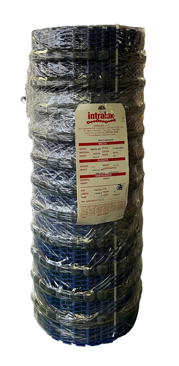 NEW INTRALOX SERIES 900 23.8'' BLUE ACETAL FLUSH GRID BELT 7' LENGTH 1 ...