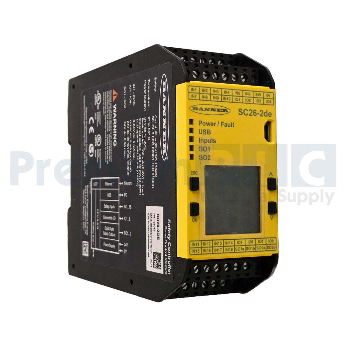 BANNER SC26-2DE SC26 SAFETY CONTROLLER BASE CONTROL MODULE P/N 85068 N ...