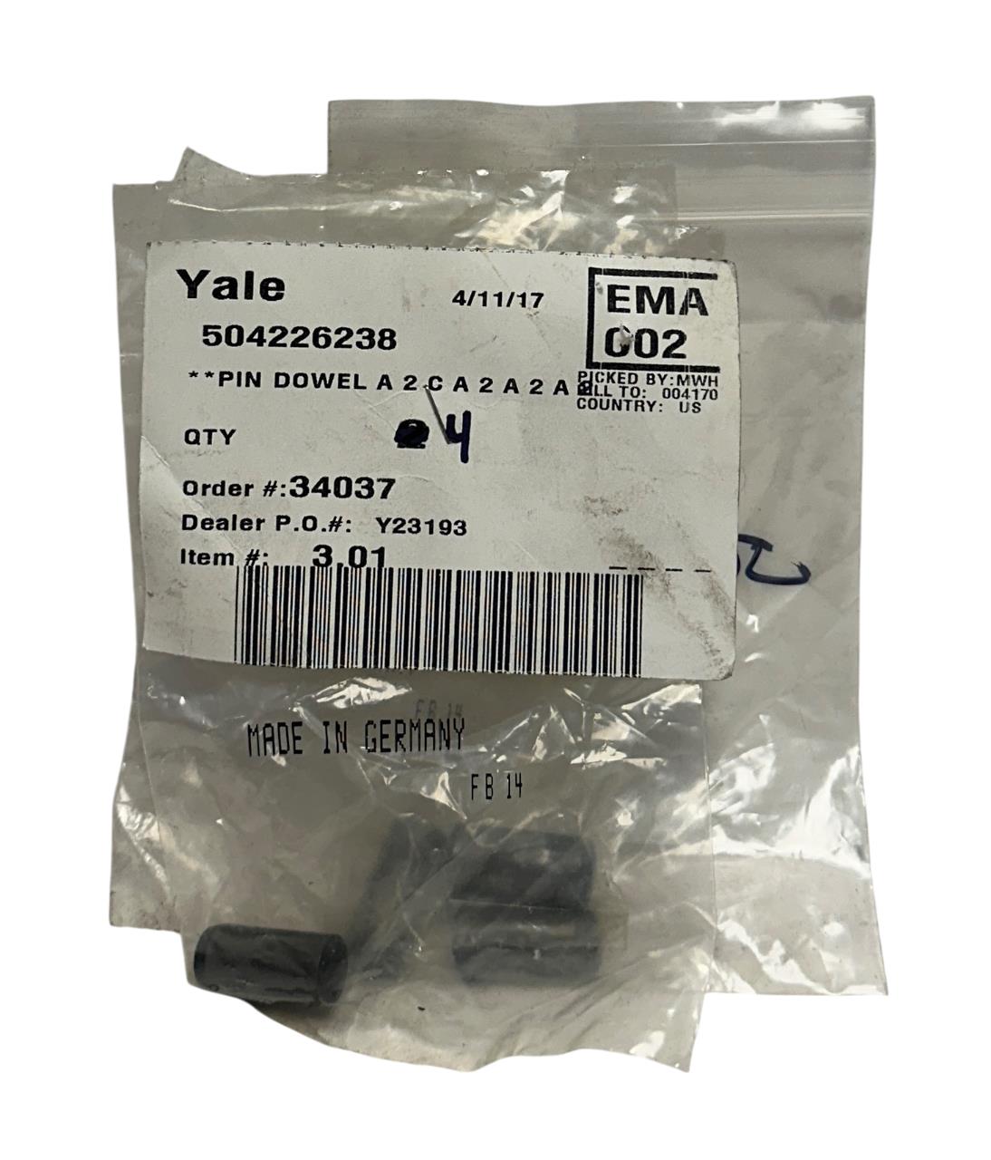 4 YALE 504226238 / YT504226238 OEM DOWEL PINS FOR FORKLIFT NSNP ...