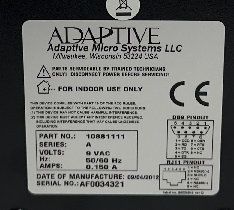 ADAPTIVE MICRO SYSTEMS AMS 1088-1111 / 10881111 RS-232/RS-485 CONVERTE ...