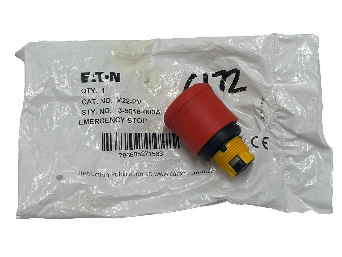 Eaton M22-PV Emergency Stop Pushbutton Operator 35mm Red Push-Pull 22 ...