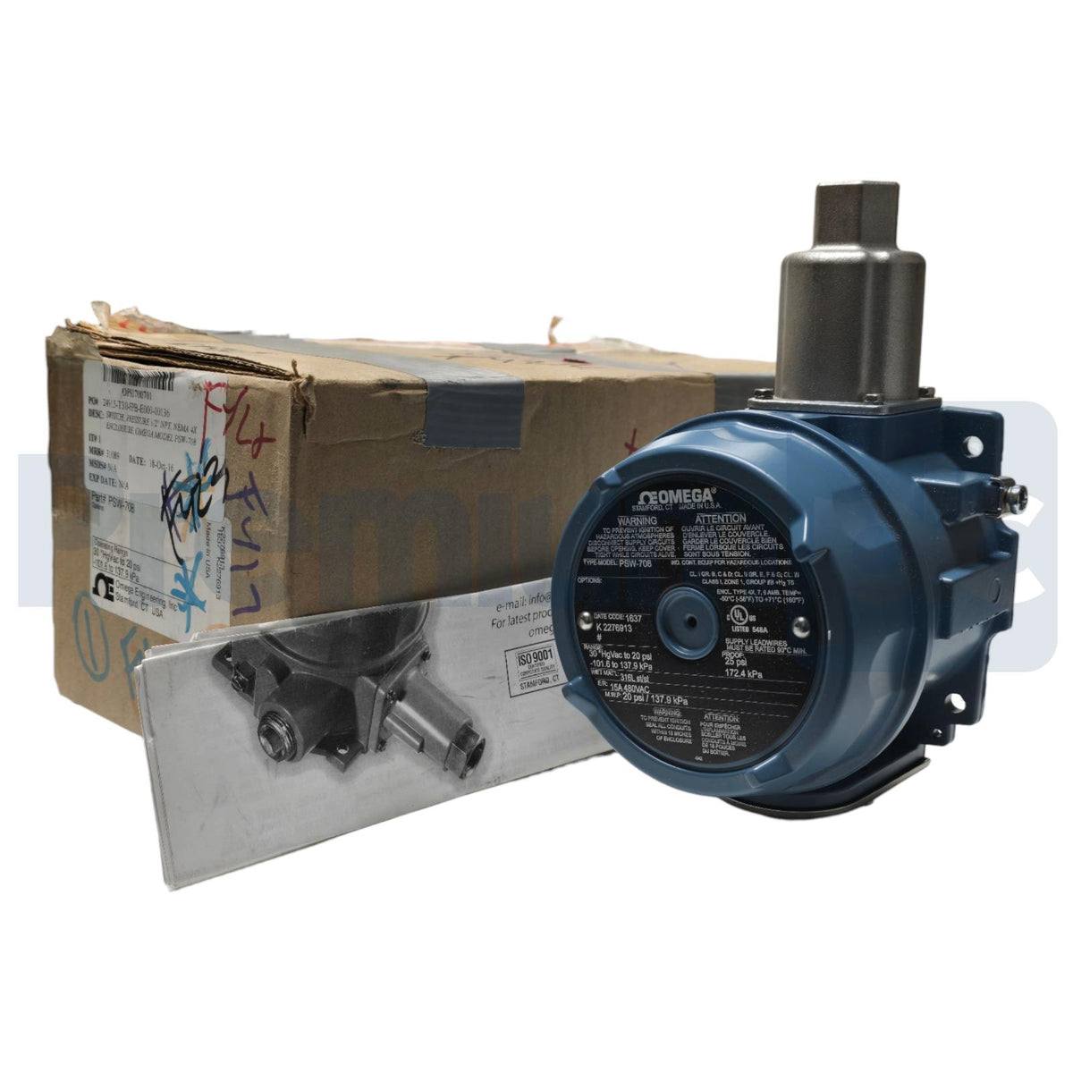 Omega PSW-708 Pressure Switch Dual Set Point 15A SPDT 30inHg VAC to 20 ...