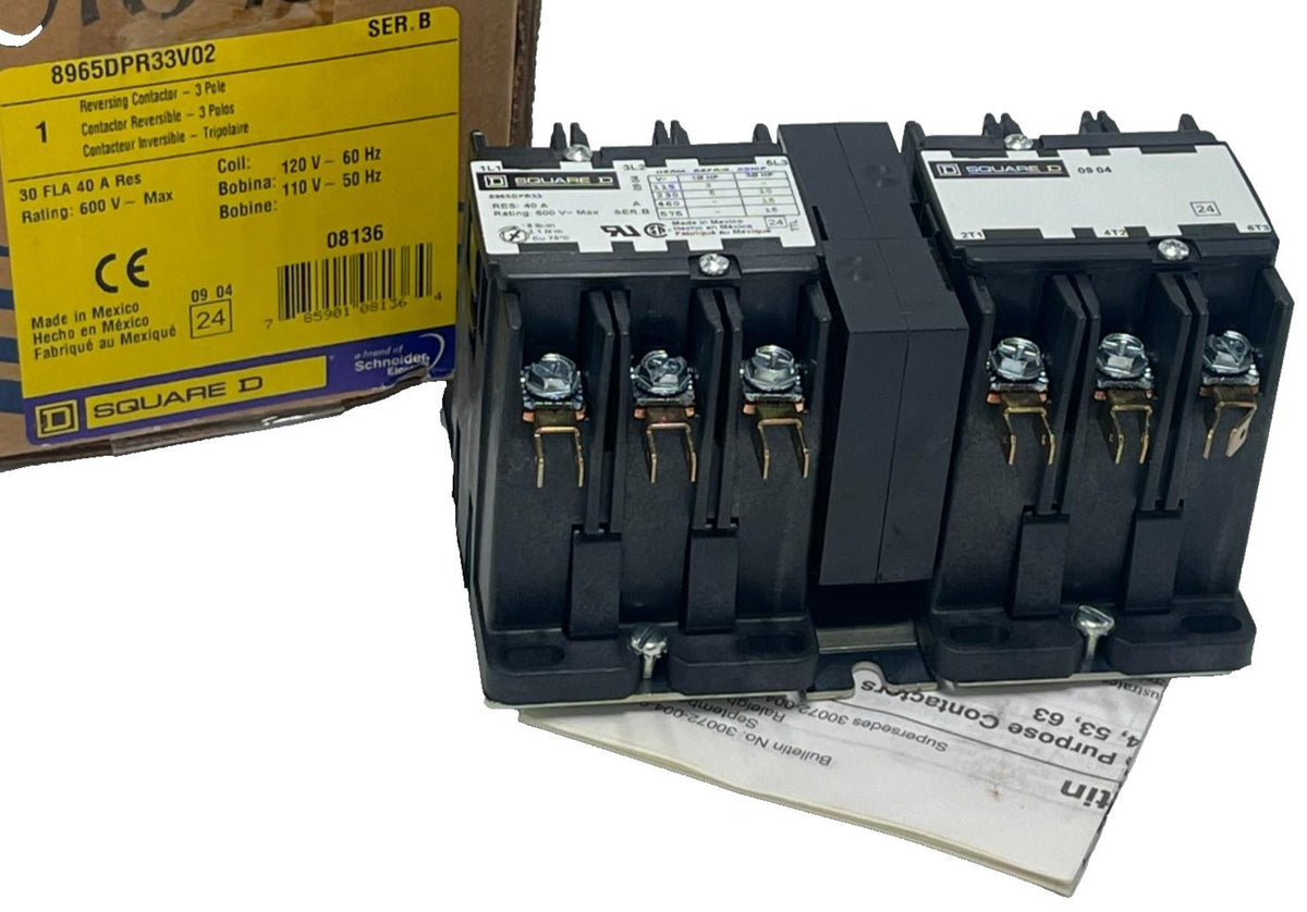 Square D 8965DPR33V02 /B NEMA 1 Reversing Hoist Contactor 30A 110/120V ...