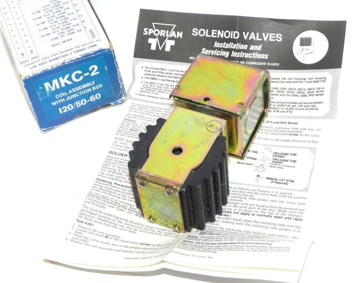 NIB SPORLAN MKC-2 COIL ASSEMBLY WITH JUNCTION BOX 120/50-60 — PremiumPLC