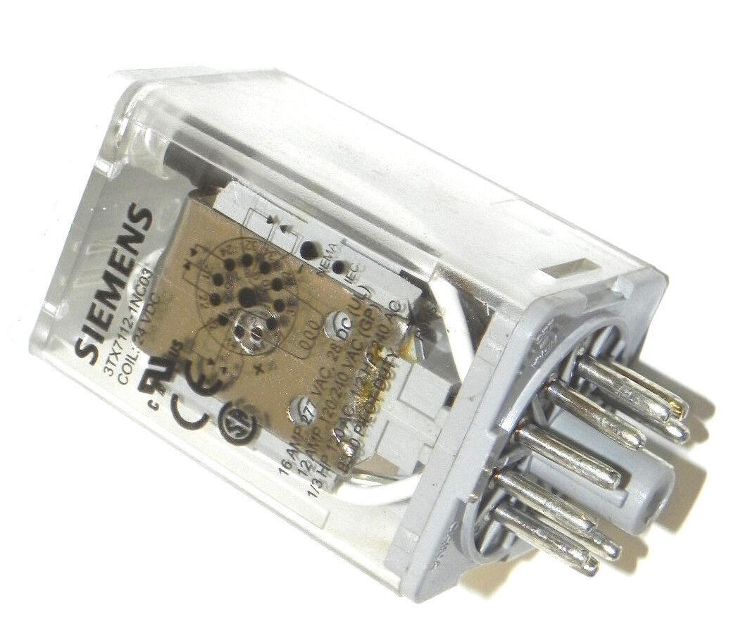SIEMENS 3TX7112-1NC03 RELAY, COIL 24VDC, 3PDT, 11 PIN, PUSH BTN. DOOR ...
