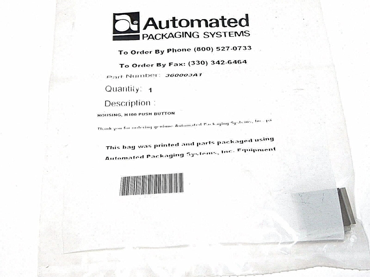 NEW AUTOMATED PACKAGING SYSTEMS 360003A1 HOUSING FOR H100 PUSHBUTTON ...