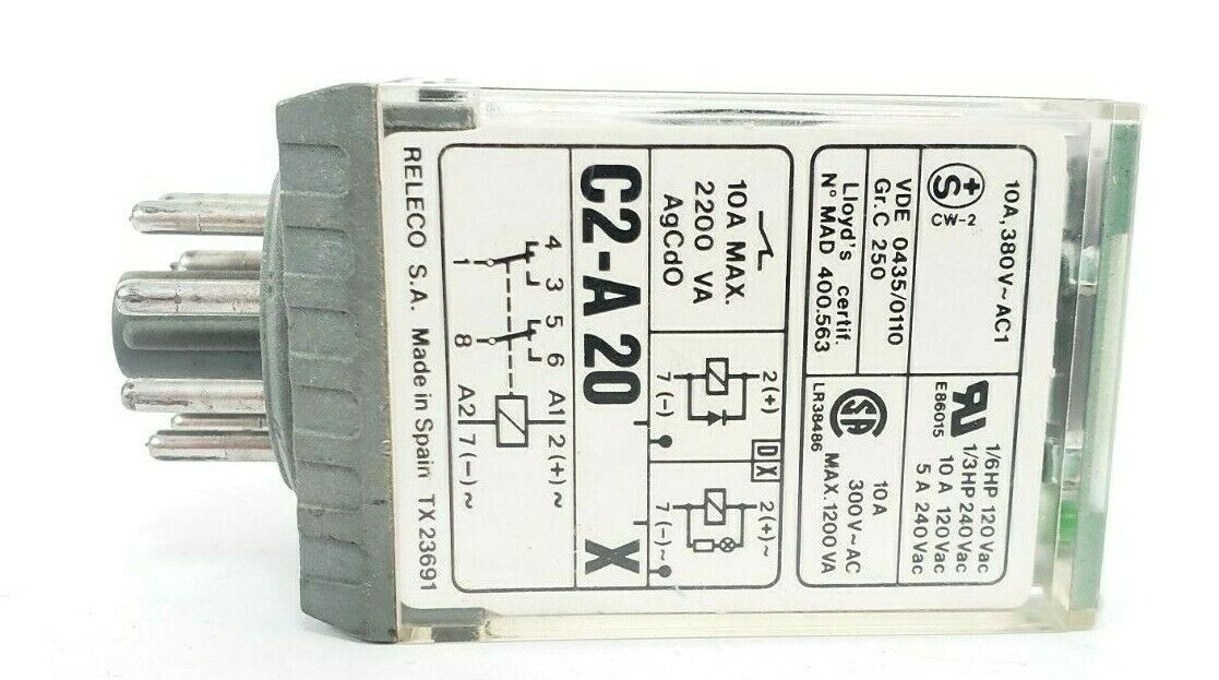 RELECO SERIE MR-C, C2-A20/DC24V RELAY C2-A20X 24VDC COIL 10AMP 3POLE 2 — PremiumPLC