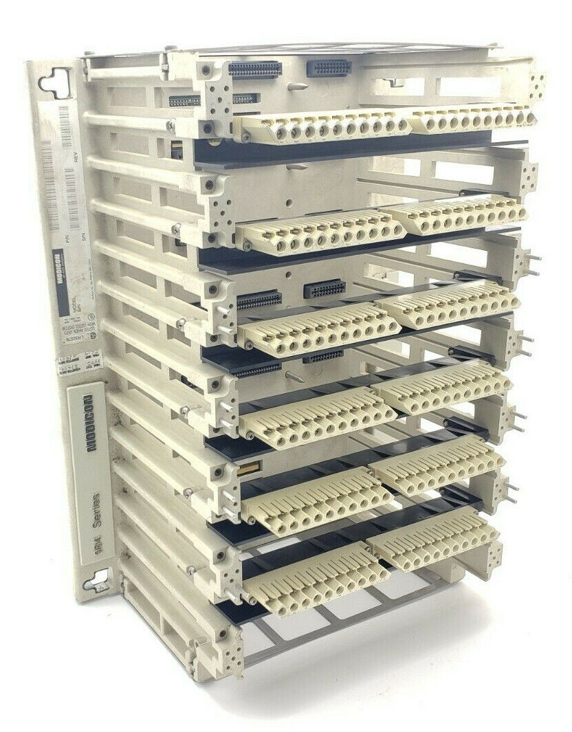 MODICON AS-9534-002 984 SERIES 7-SLOT CHASSIS RACK AS-H819-209 W/ WIRI ...
