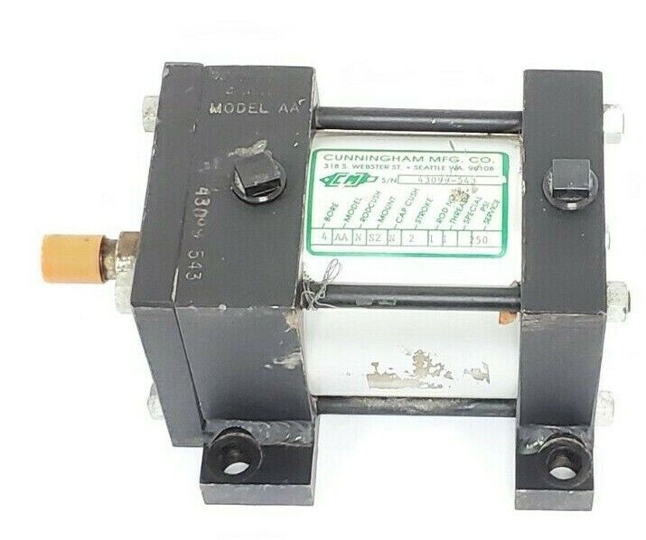 CUNNINGHAM MODEL AA PNEUMATIC CYLINDER 4" BORE, 2" STROKE, 250PSI, 4AA ...