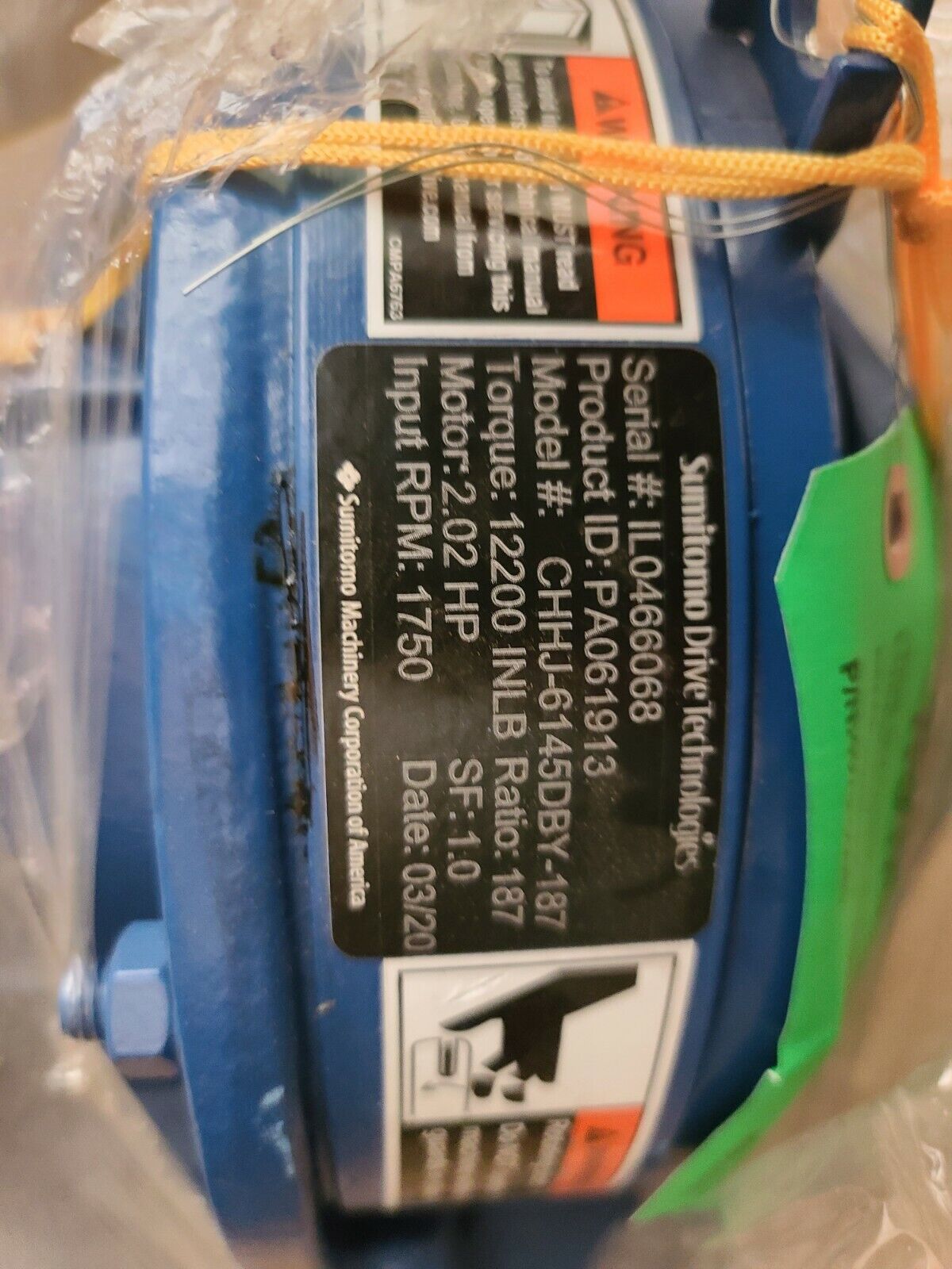 NEW SUMITOMO CHHJ-6145DBY-187 CYCLO 6000 SPEED REDUCER W/ ADAPTOR PA06 ...