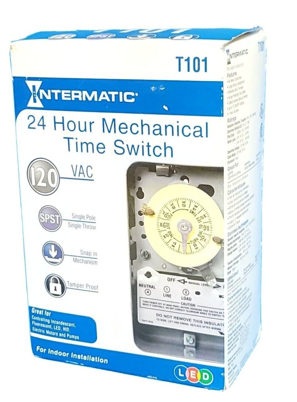 NEW INTERMATIC T101 24-HOUR MECHANICAL TIME SWITCH 1-HOUR DURATION ...