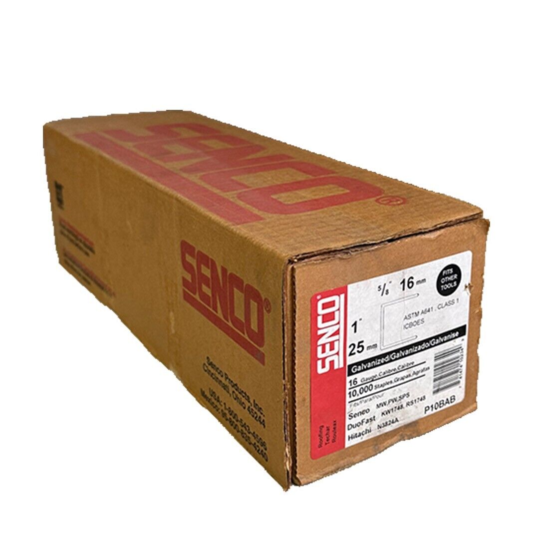 NEW SENCO P10BAB GALVANIZED STAPLES 5/8'' 16 GAUGE BOX OF 10,000 ...