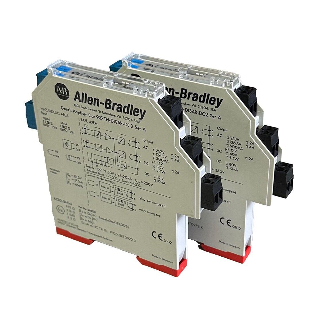 2 ALLEN BRADLEY 937TH-DISAR-DC2 /A INTRINSIC SWITCH AMPLIFIERS 24Vdc 2 ...