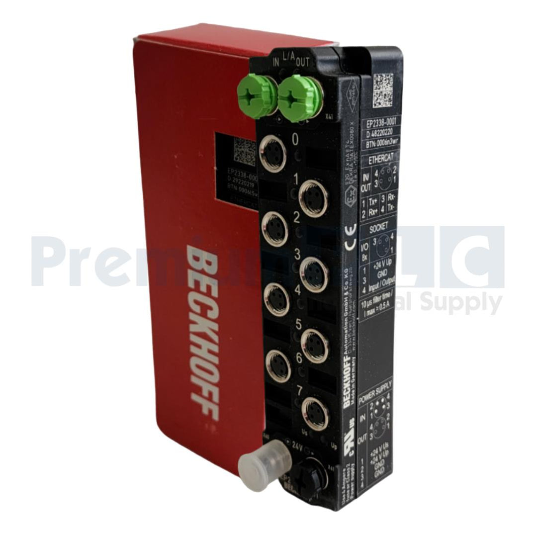 BECKHOFF EP2338-0001 EtherCAT BOX 8-CHANNEL DIGITAL I/O MODULE 24VDC N — PremiumPLC