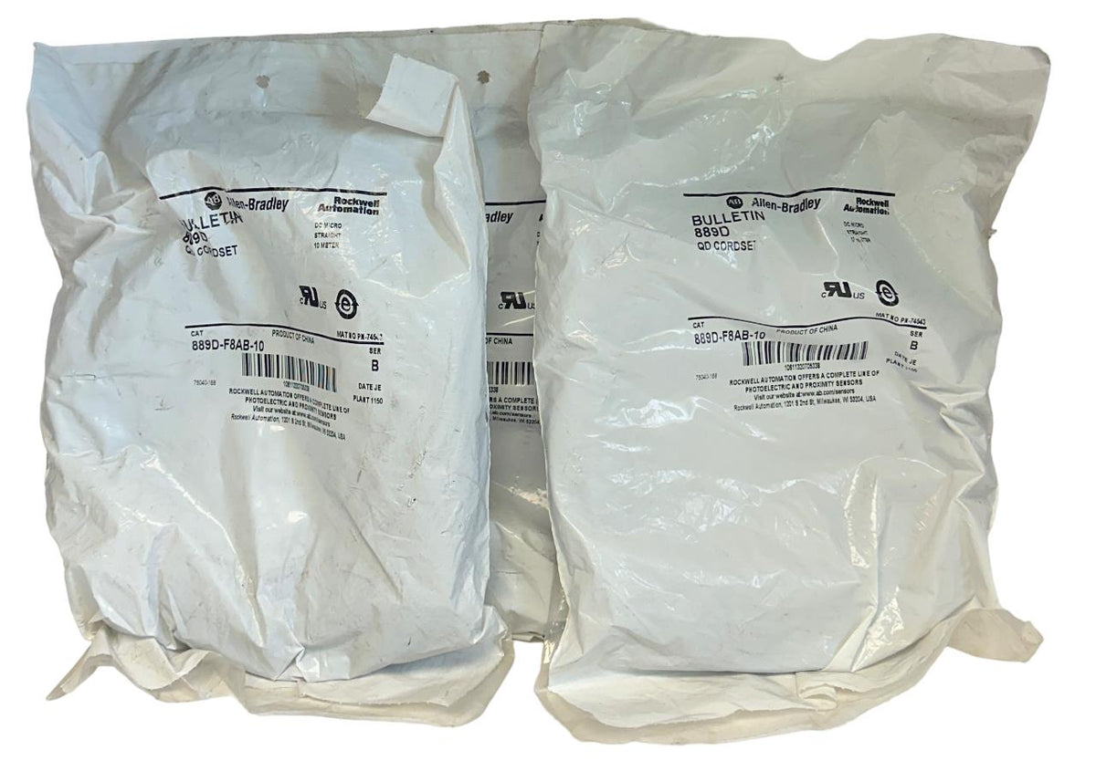 3 ALLEN BRADLEY 889D-F8AB-10 /B BULLETIN 889D QD CORDSETS DC MICRO 10M ...