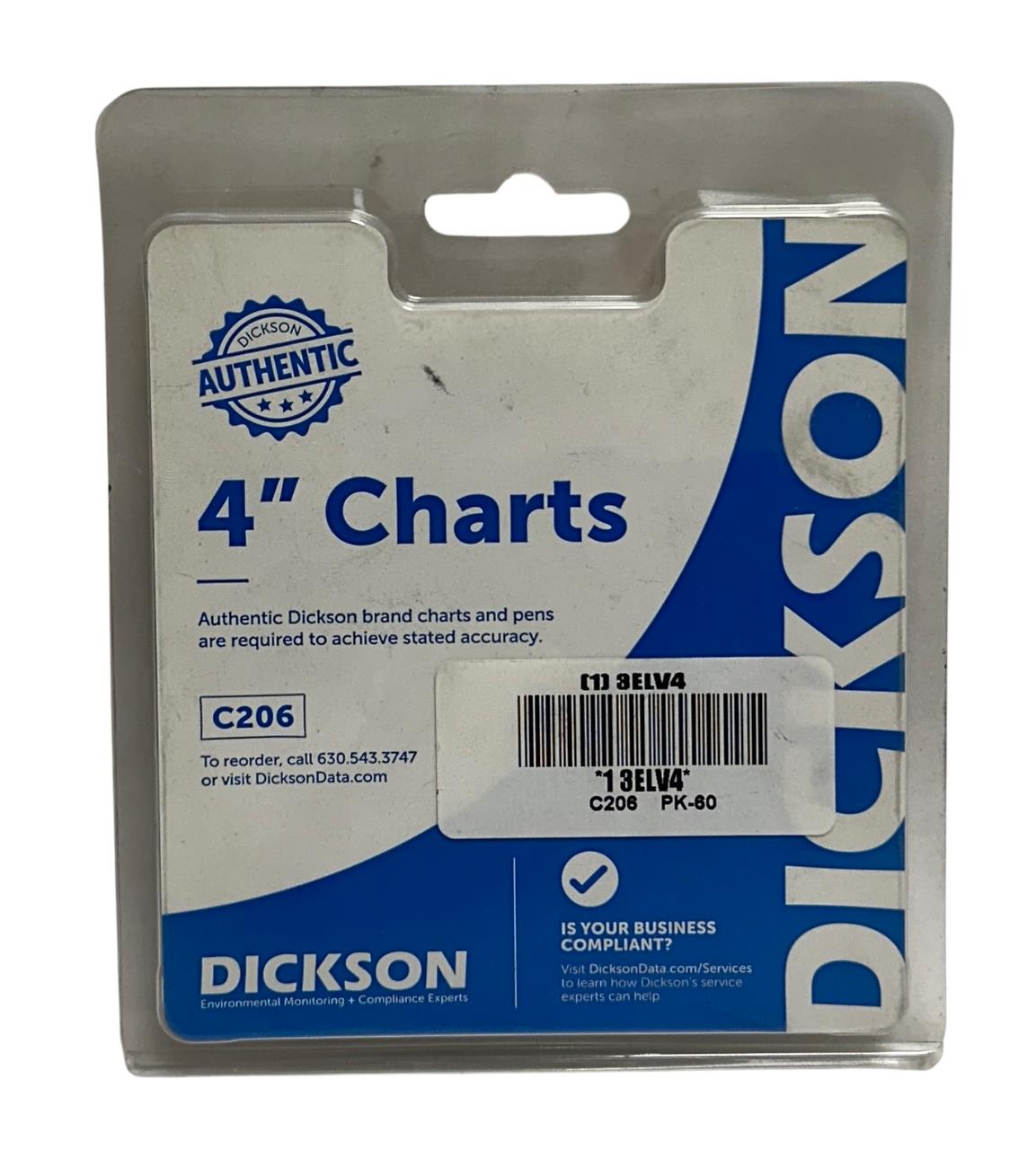 60 DICKSON C206 / 3ELV4 CIRCULAR RECORDING CHARTS 7-DAY 4'' OEM NSMP ...
