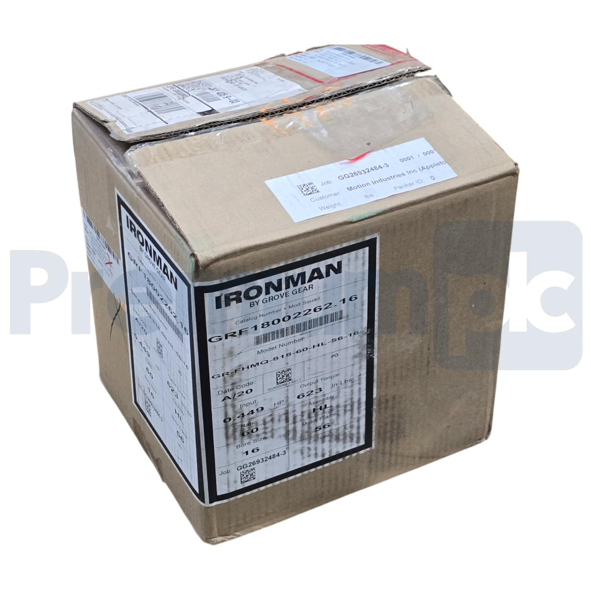 GROVE GEAR IRONMAN GR-FHMQ818-60-HL-56-16 GEAR REDUCER 60:1 GRF1800226 ...