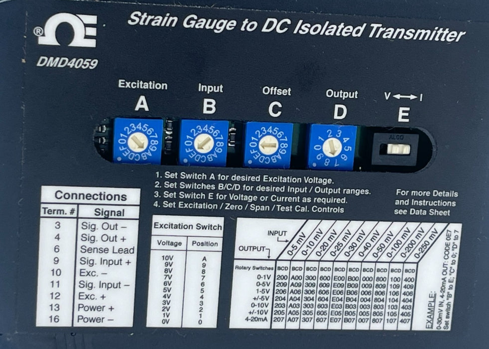 OMEGA DMD4059 Strain Gauge to DC Transmitter Signal Conditioner 1200V ...